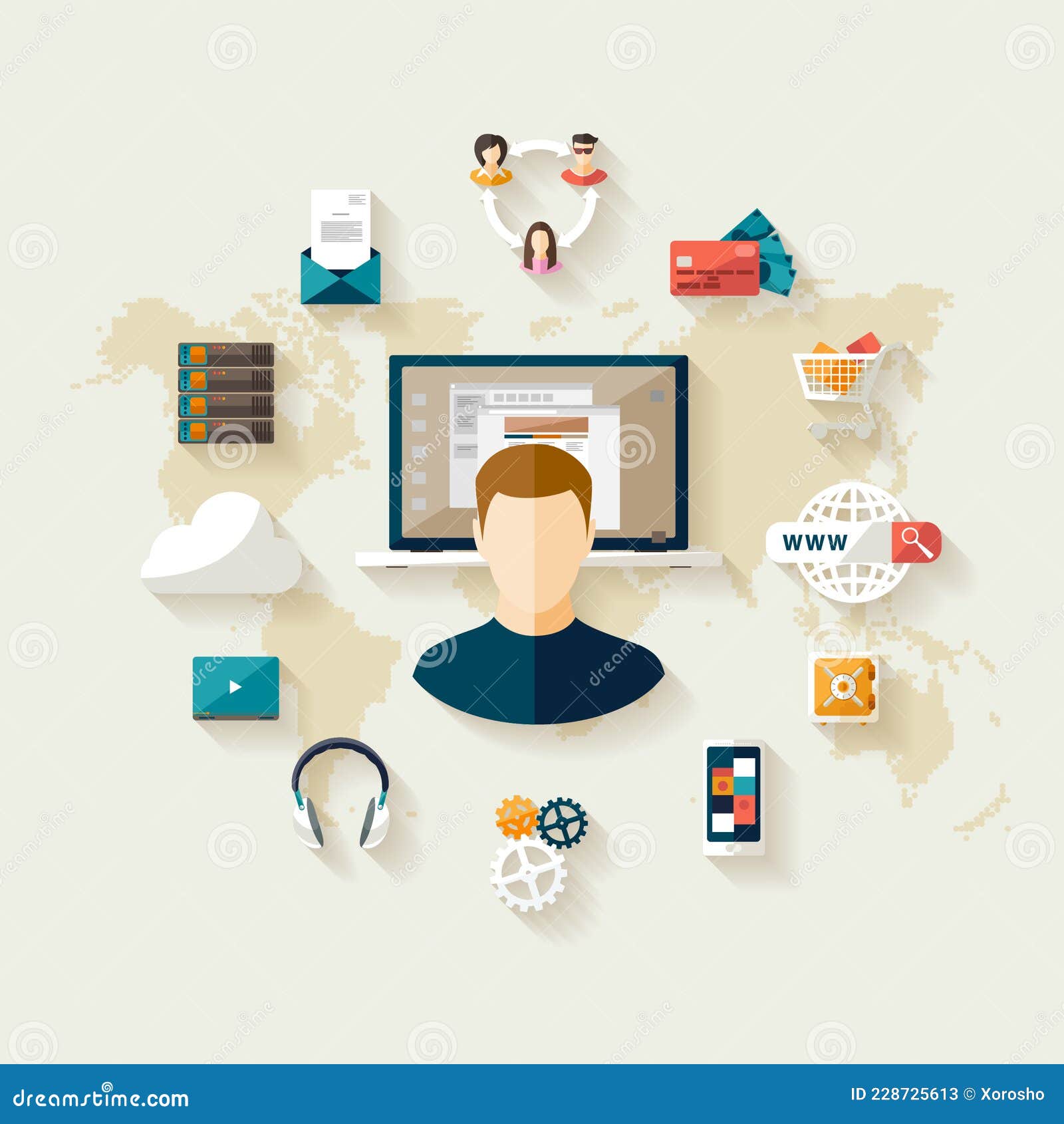 Modern Technology Concept. Flat Design Stock Vector - Illustration of ...