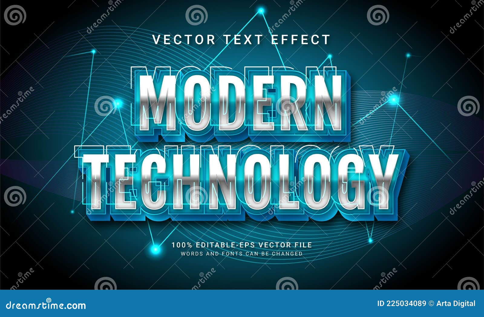 Modern Technology 3d Text Style Effect Themed Light Syber Stock Vector ...