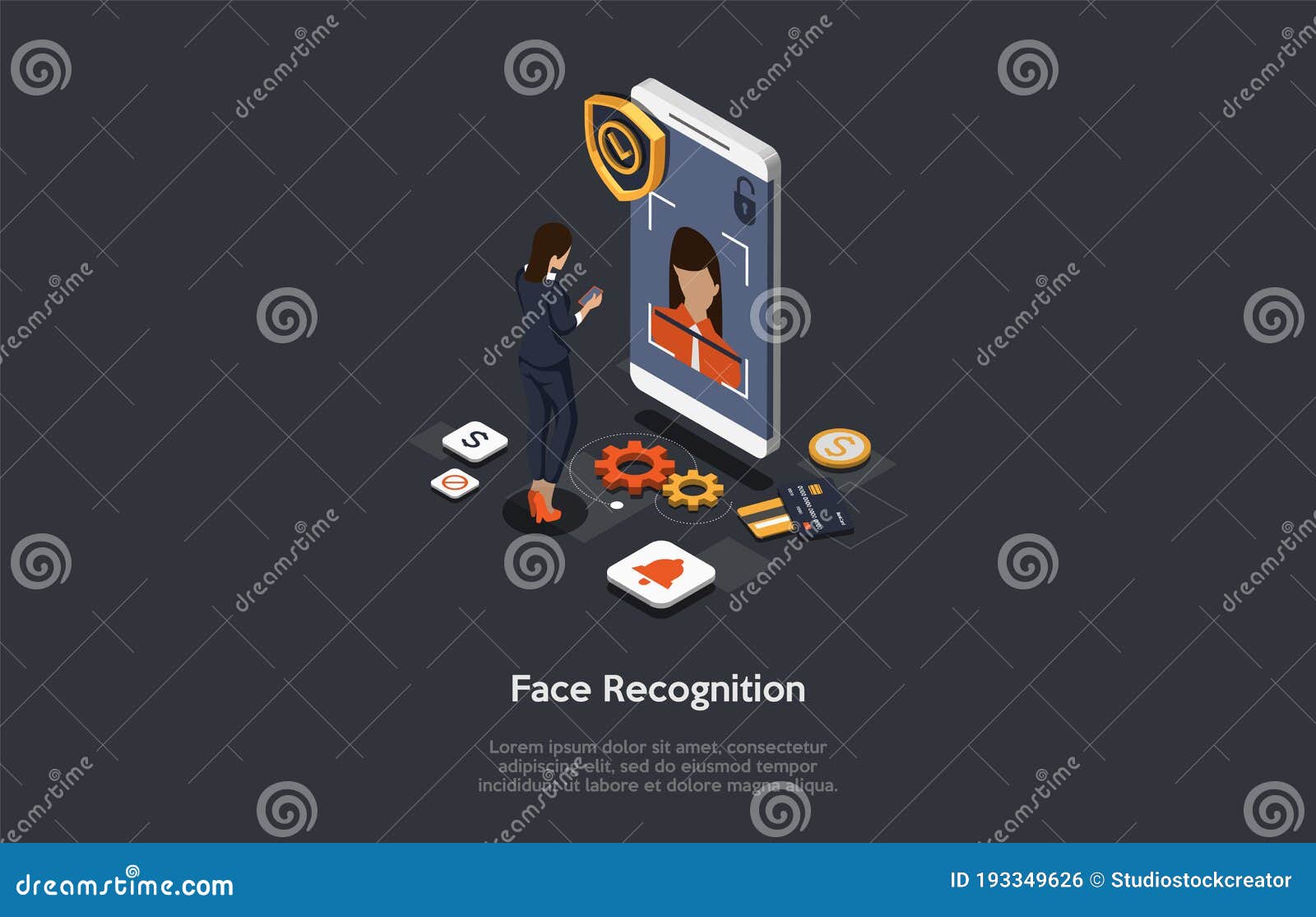Modern Technology, Device Unlock, Face Recognition, Face Unlock Concept ...
