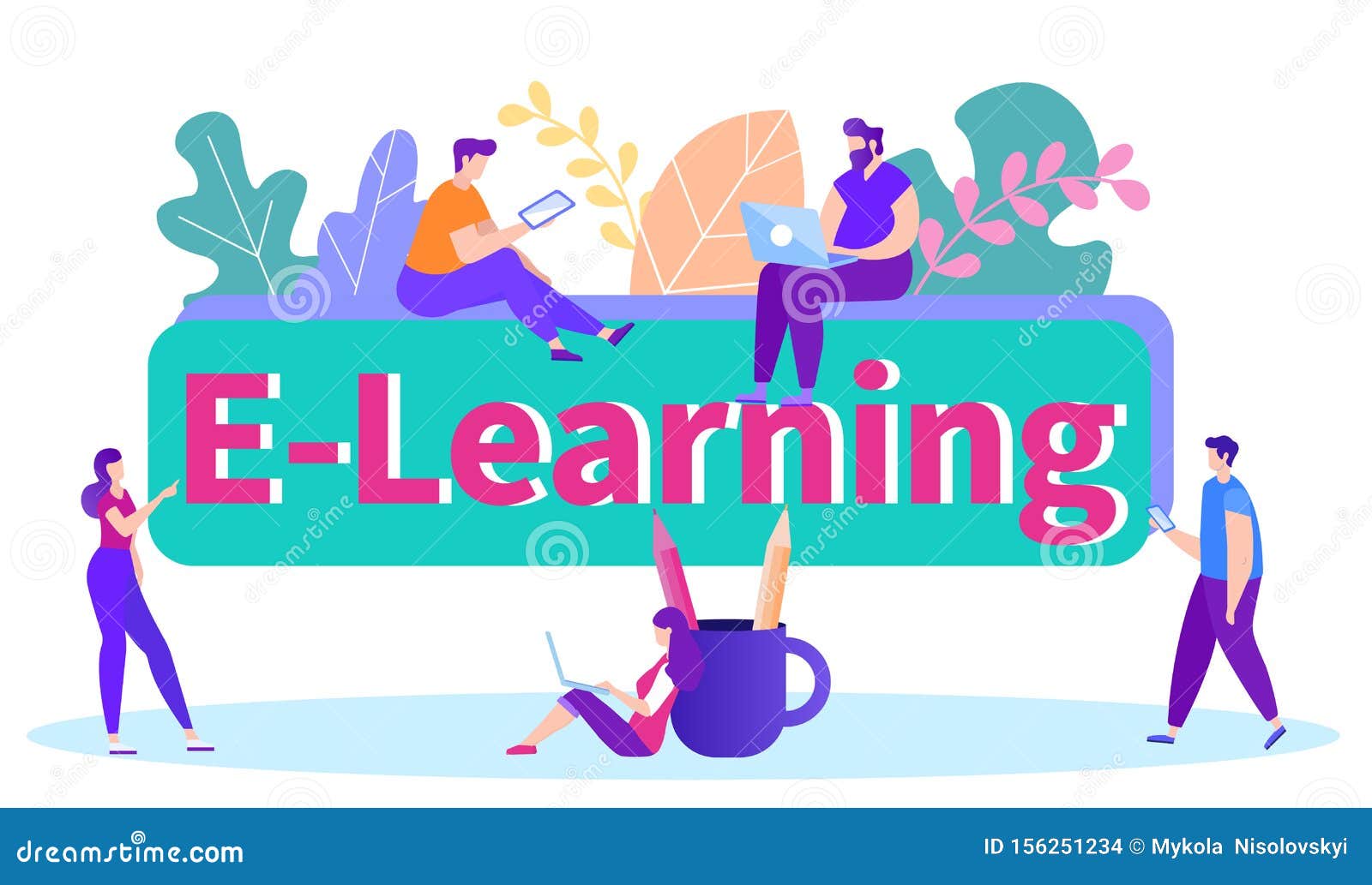 Modern Technology E-Learning. Online Training Stock Vector ...