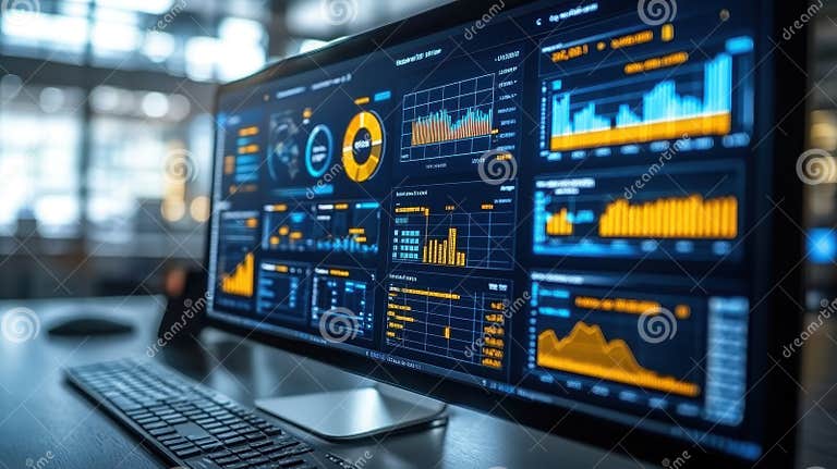 Modern Technology Ecosystem with Data Analytics Dashboard on Computer ...