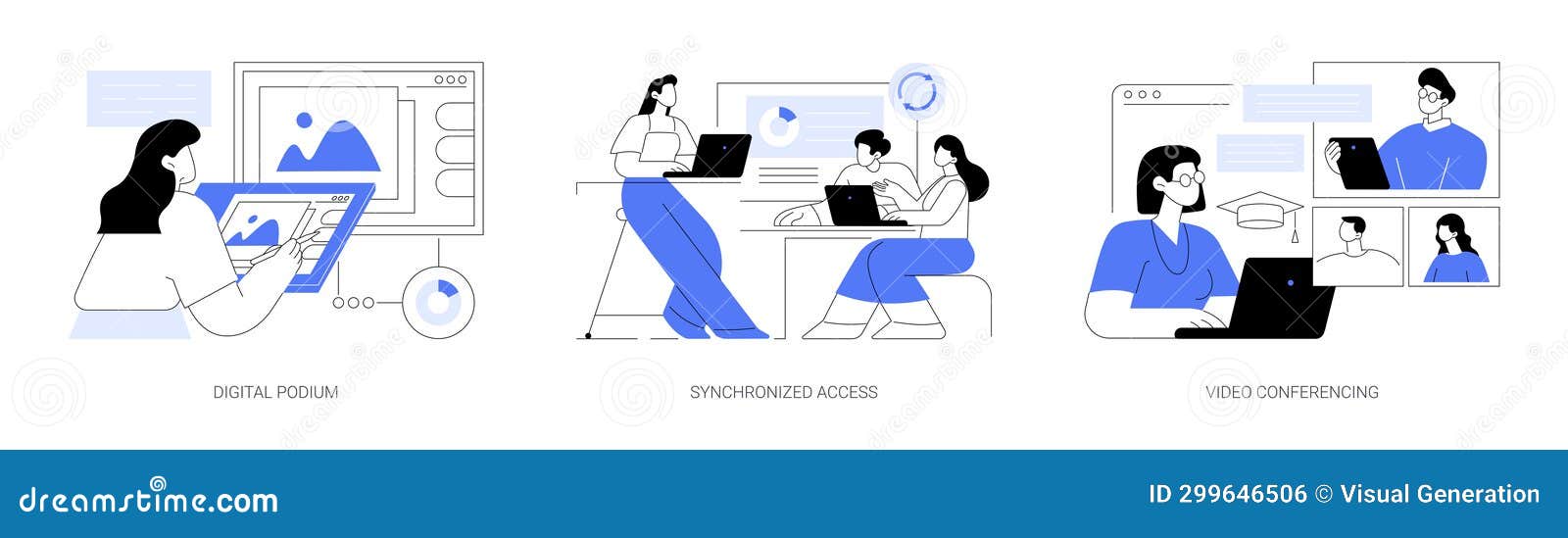 Modern Technology in Education Isolated Cartoon Vector Illustrations Se ...