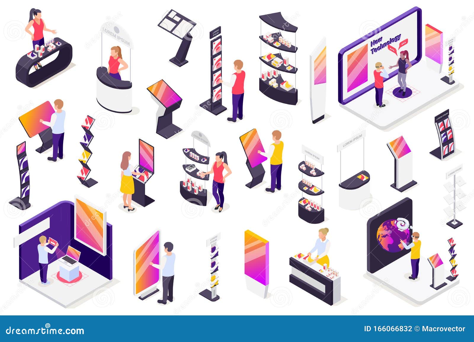 Technology Exhibition Isometric Set Stock Vector - Illustration of ...