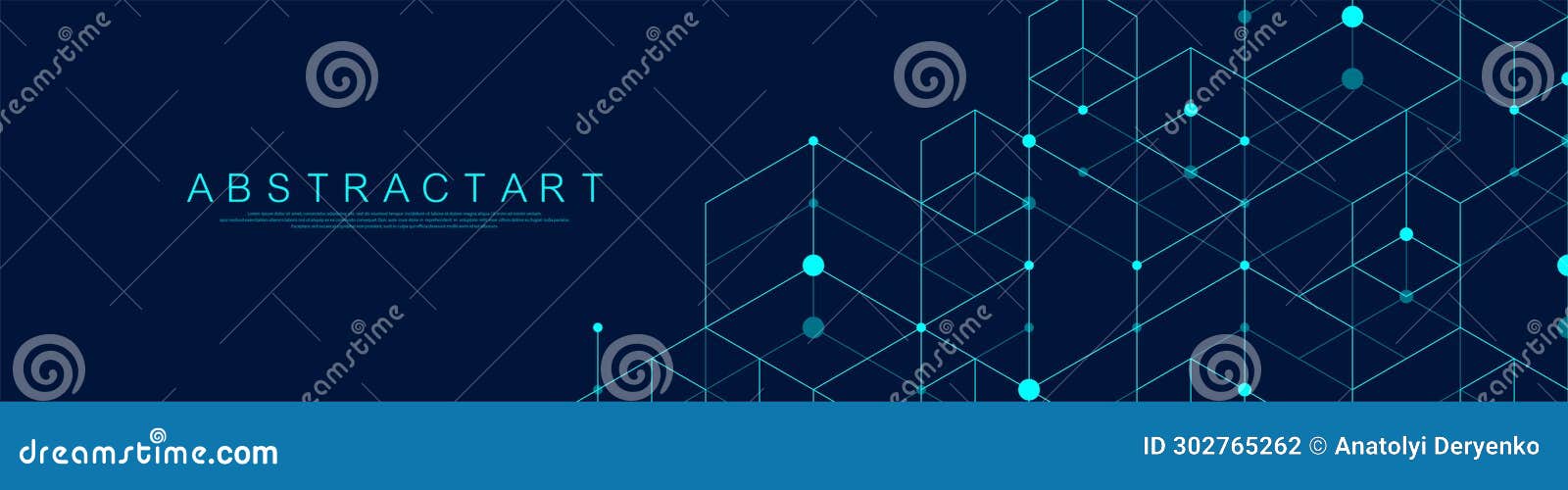 Modern Technology Horizontal Banner Template with Square Grid. Cubes ...