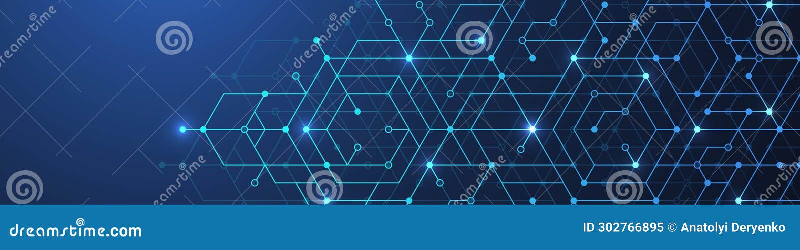 Modern Technology Horizontal Banner Template with Square Grid. Cubes ...