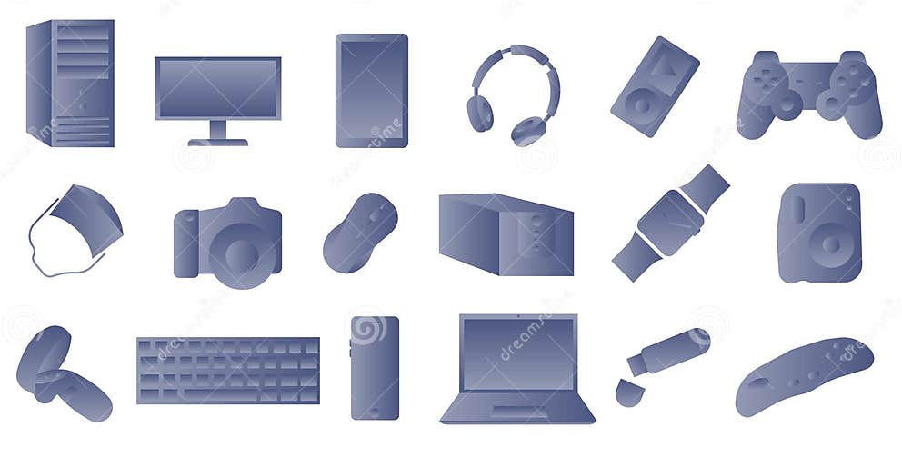 Modern Technology Icons. Light Blue Gradient Stock Vector ...