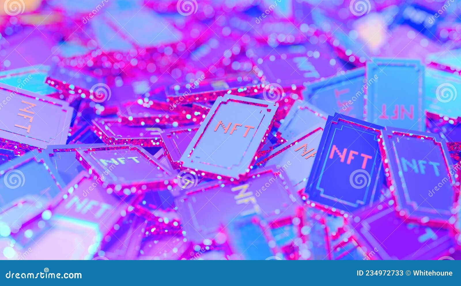 Modern Technology Illustration with Heap of Abstract Stylized NFT ...