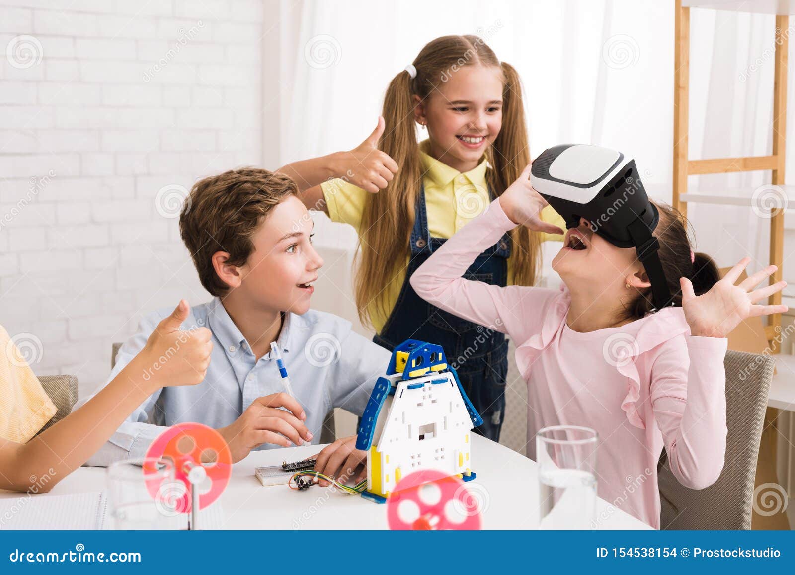 Modern Technology. Kids Having Fun with Vr Glasses Stock Photo - Image ...