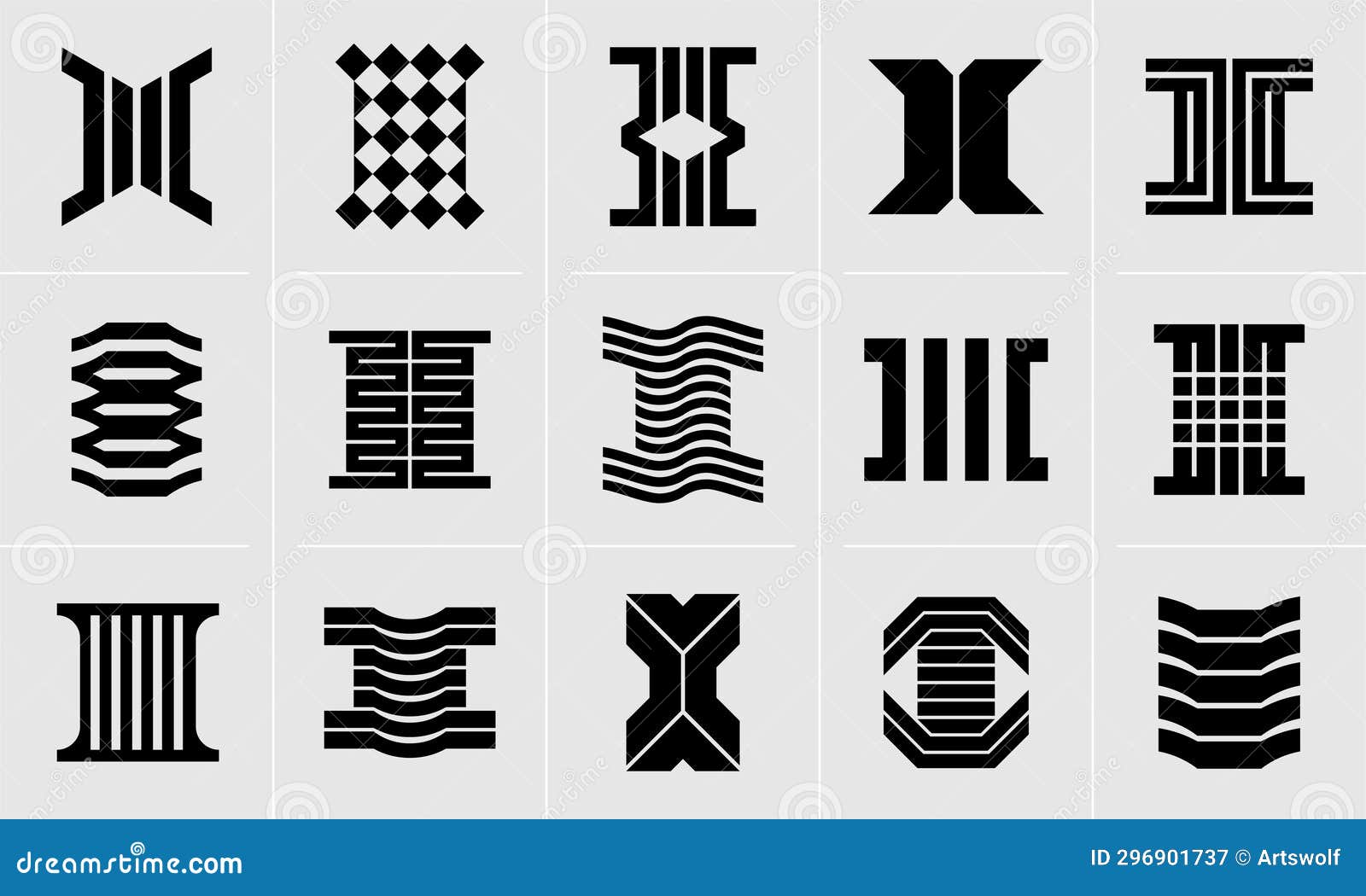 Modern Technology Line Logo I Letter Design Bundle Stock Illustration ...