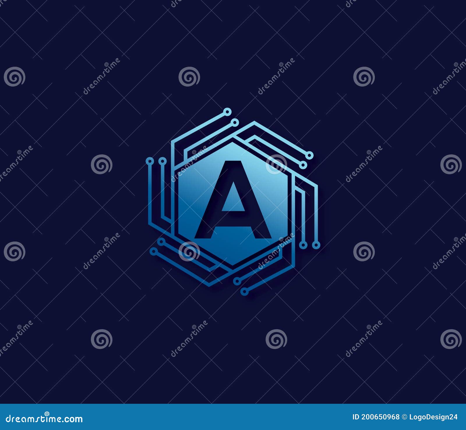 A Alphabet Technology Logo Design Concept Stock Vector - Illustration ...