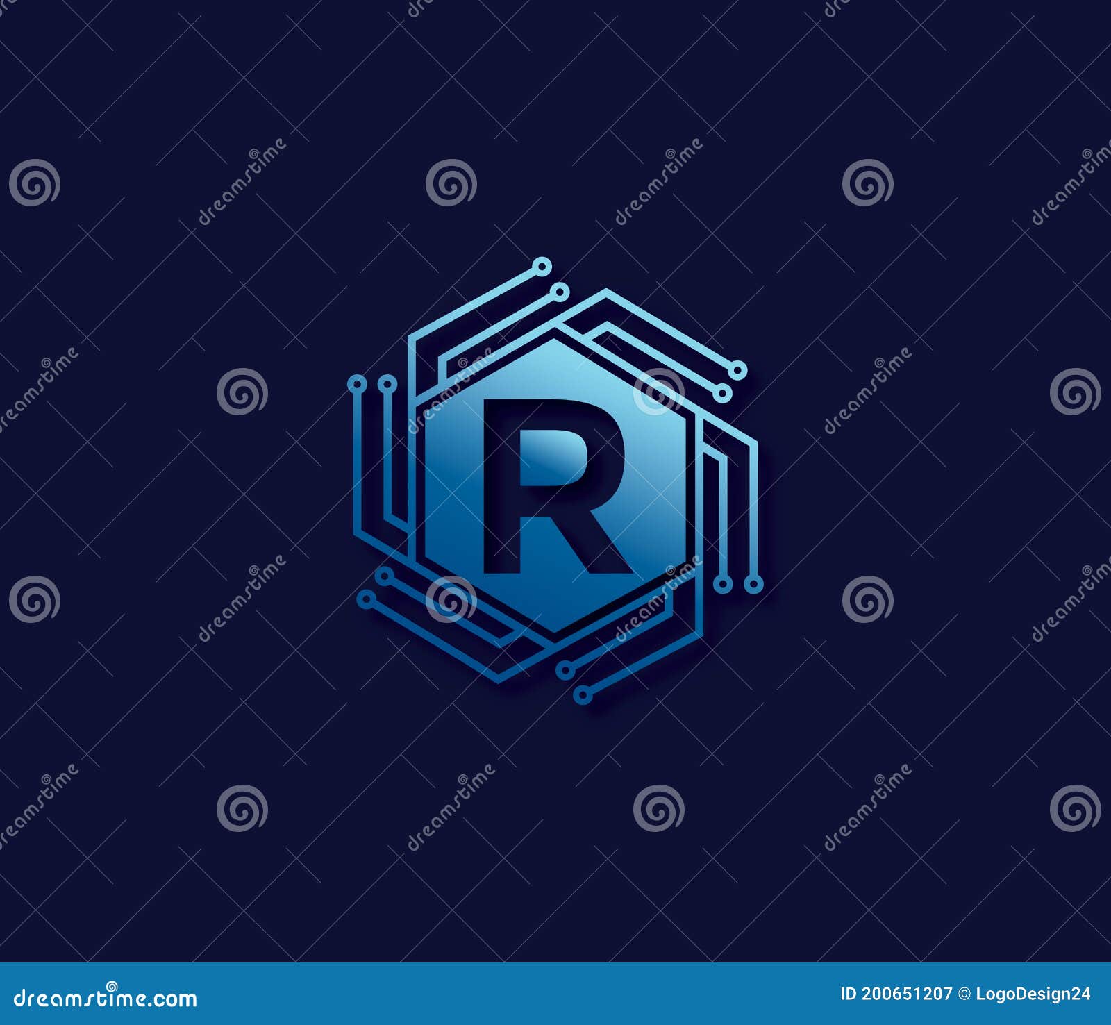 R Alphabet Technology Logo Design Concept Stock Vector - Illustration ...