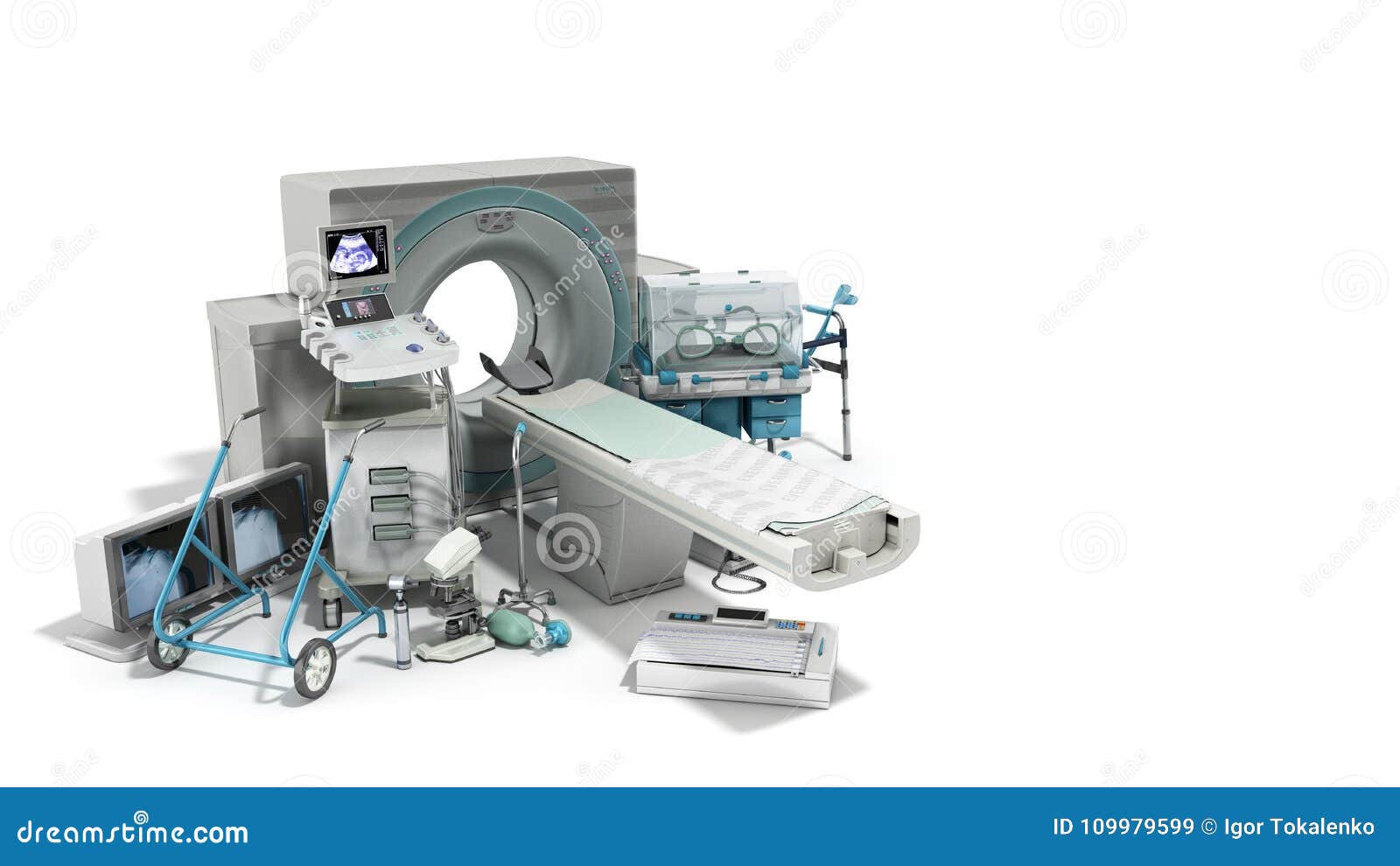 Modern Technology in the Medical Technic 3d Render on White Stock ...