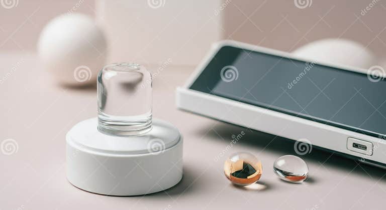 Modern Technology and Minimalist Geometric Objects in Soft Tones Stock ...