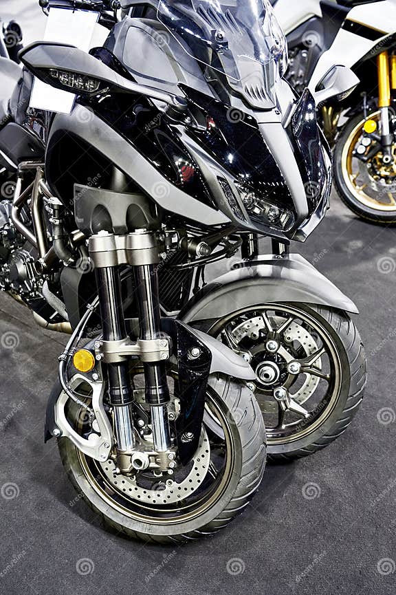 Modern Motorcycle with Two Front Wheels Stock Image - Image of disk ...