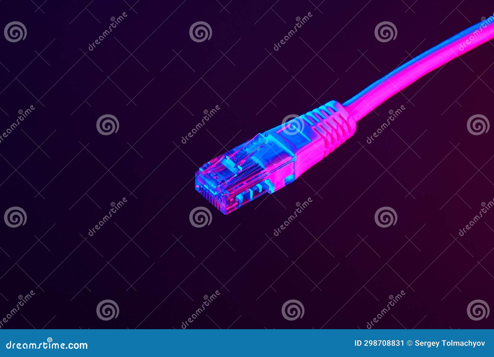 Modern Technology Network Cable in Neon Light. Stock Image - Image of ...