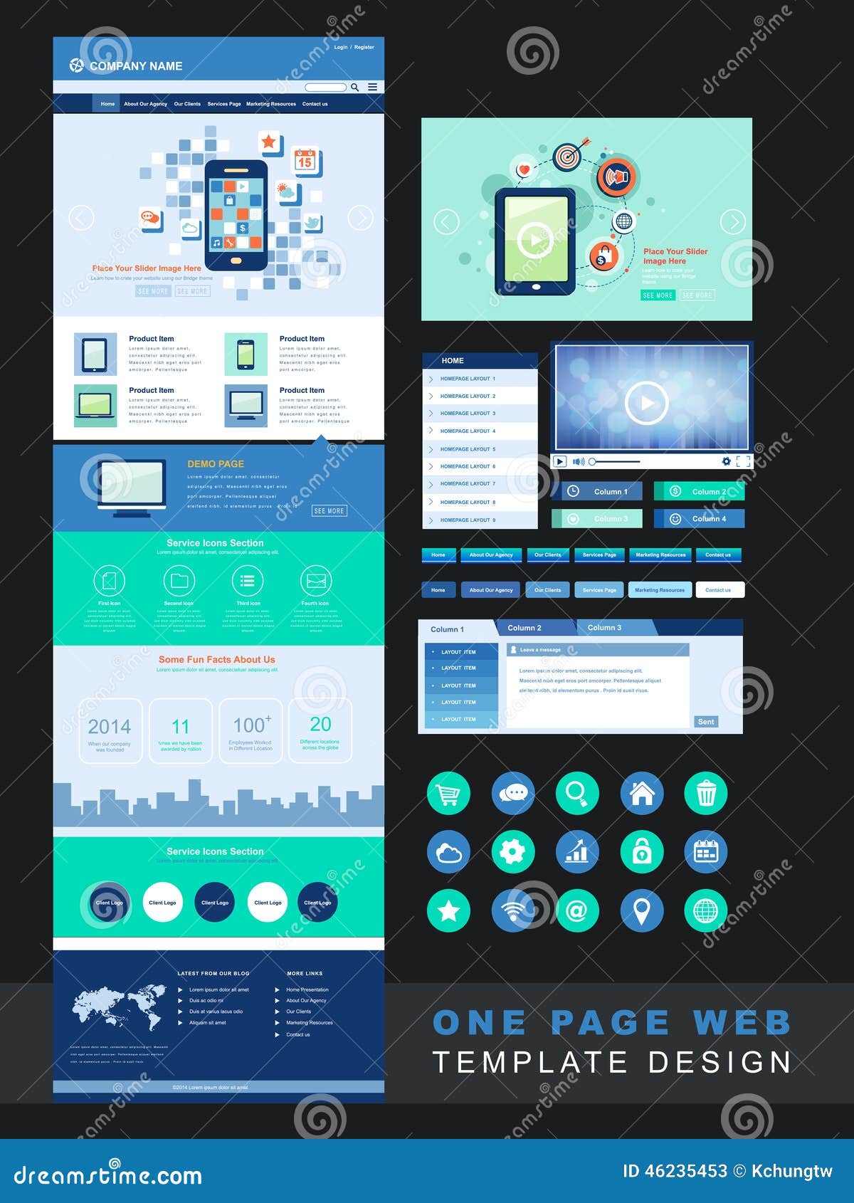 Modern Technology One Page Website Design Stock Vector - Illustration ...