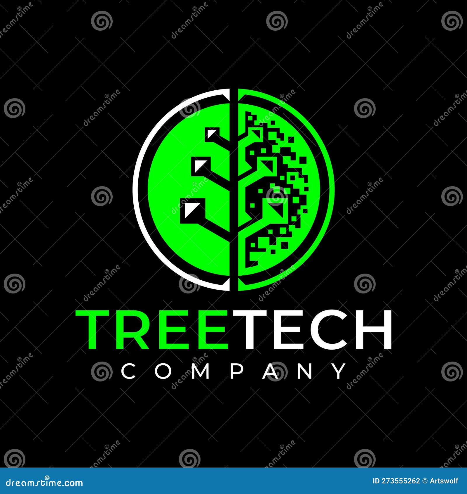 Modern Technology Plant Tree Logo Design. Digital Network Tree Leaf ...