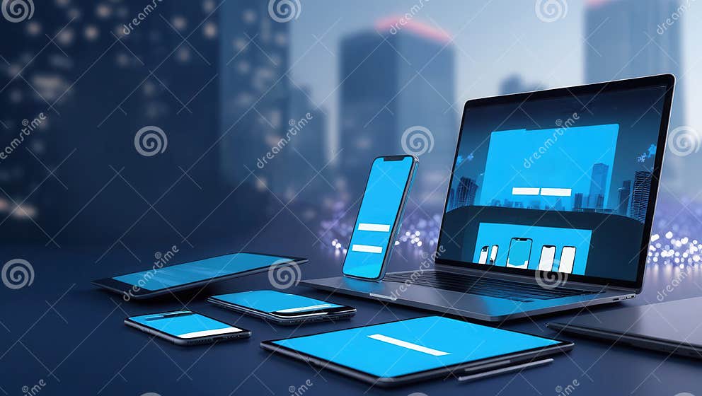 Modern Technology Presentation of Laptops, Tablets, Smartphones Stock ...