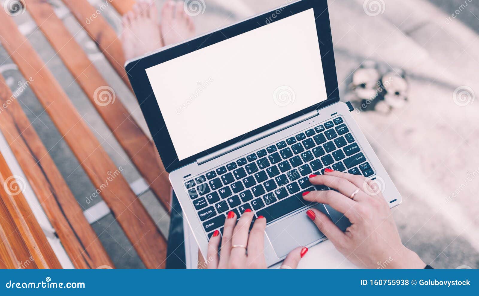 Modern Technology Remote Job Laptop White Screen Stock Photo - Image of ...