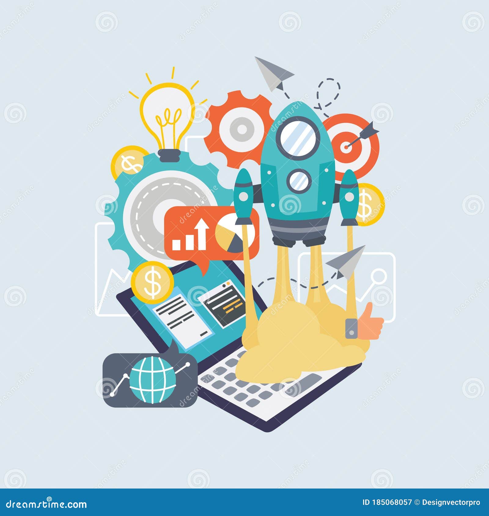 Modern Technology and Rocket Symbol for Startup Stock Vector ...