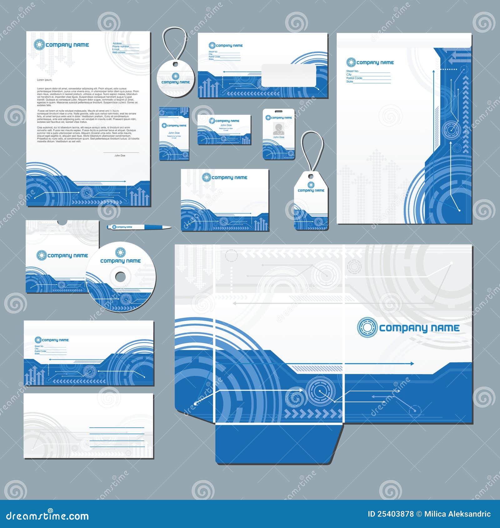 Modern Technology Stationery Set Stock Vector - Illustration of ...