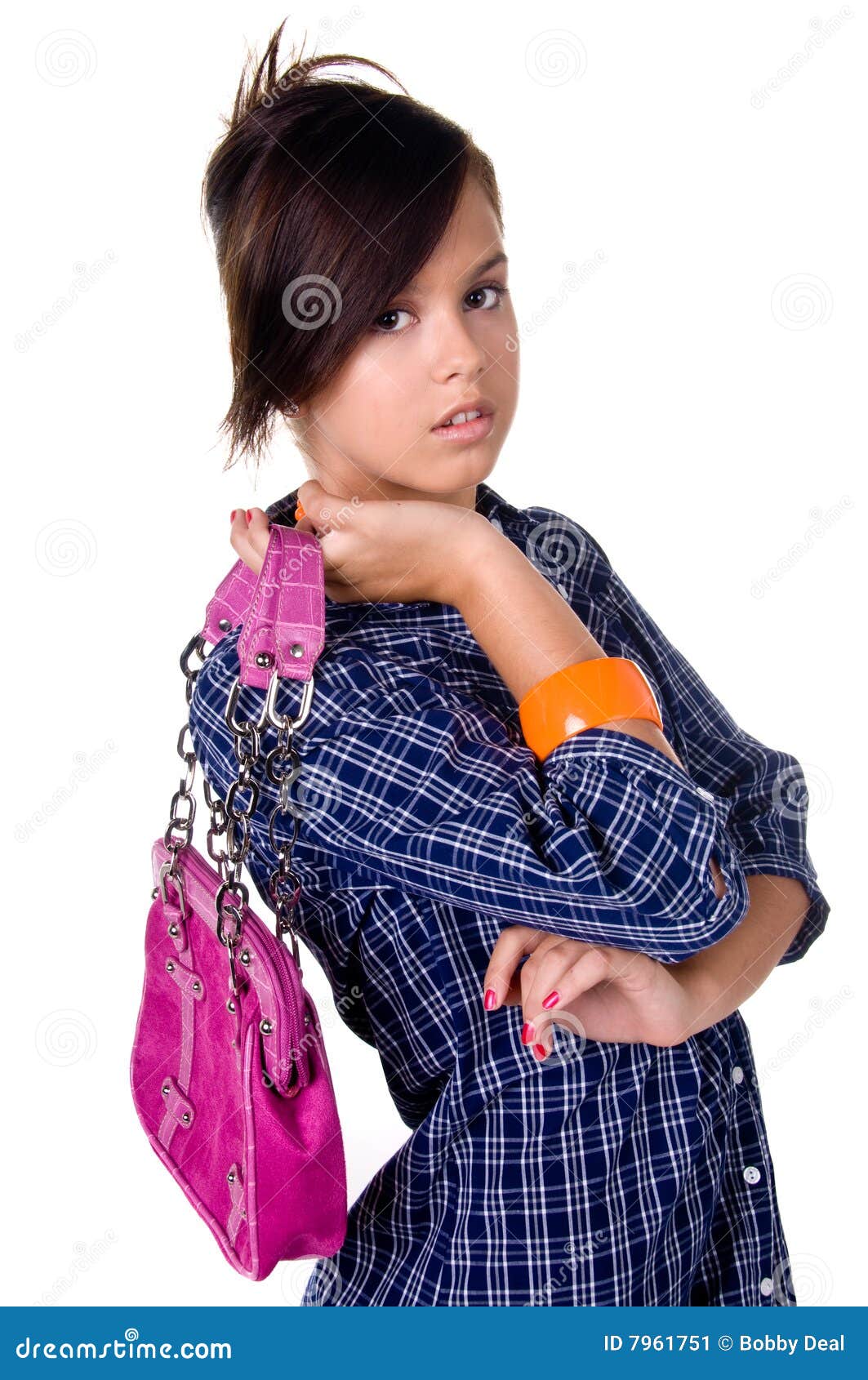 Modern Teenage Girl stock image. Image of brunette, shirt - 7961751