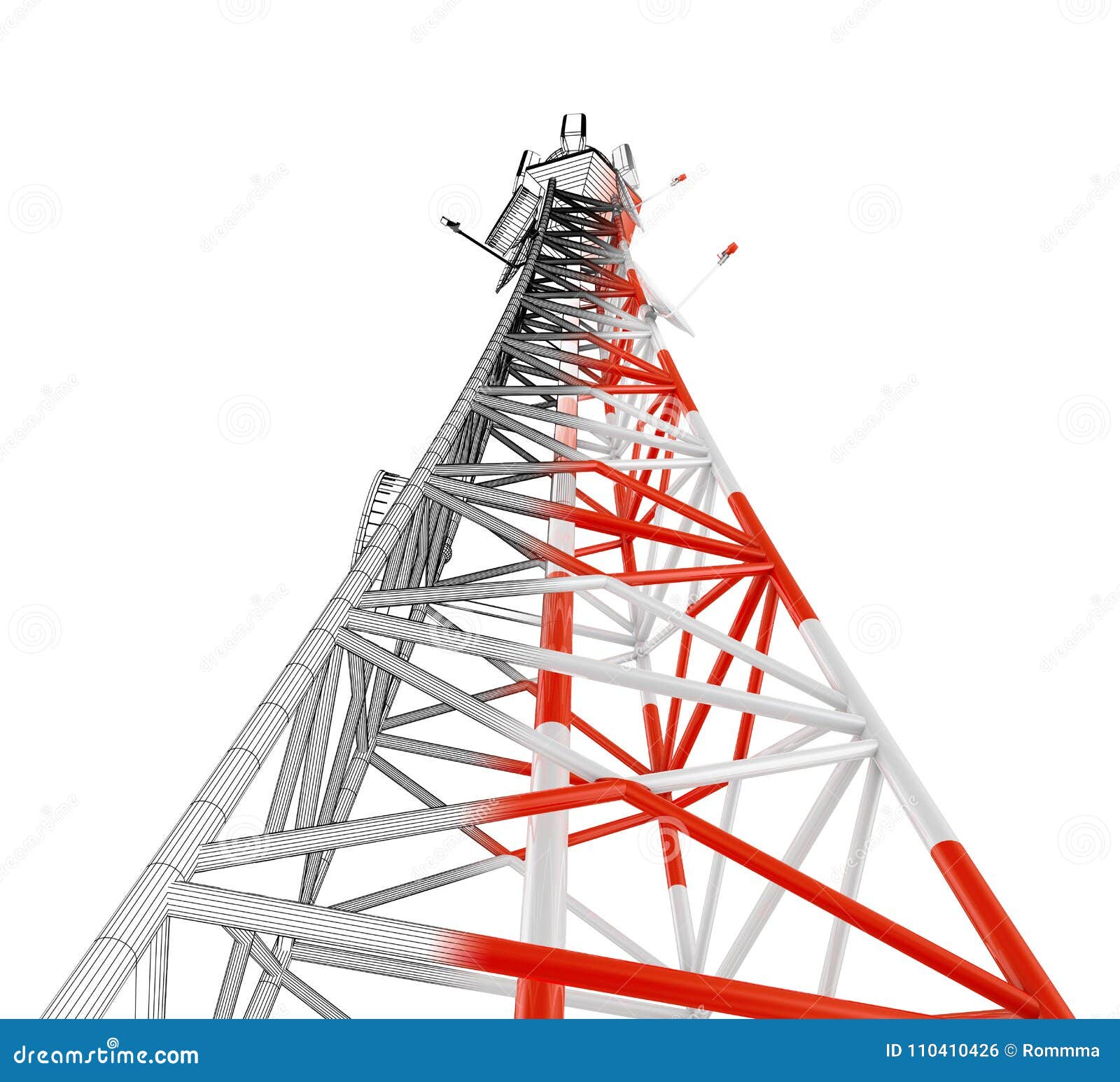 The Telecommunication Tower Stock Illustration - Illustration of ...