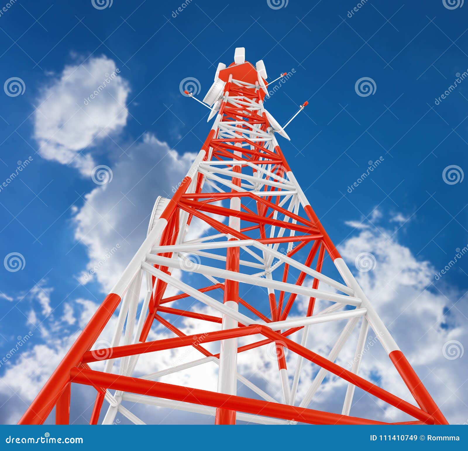 The Telecommunication Tower Stock Illustration - Illustration of ...