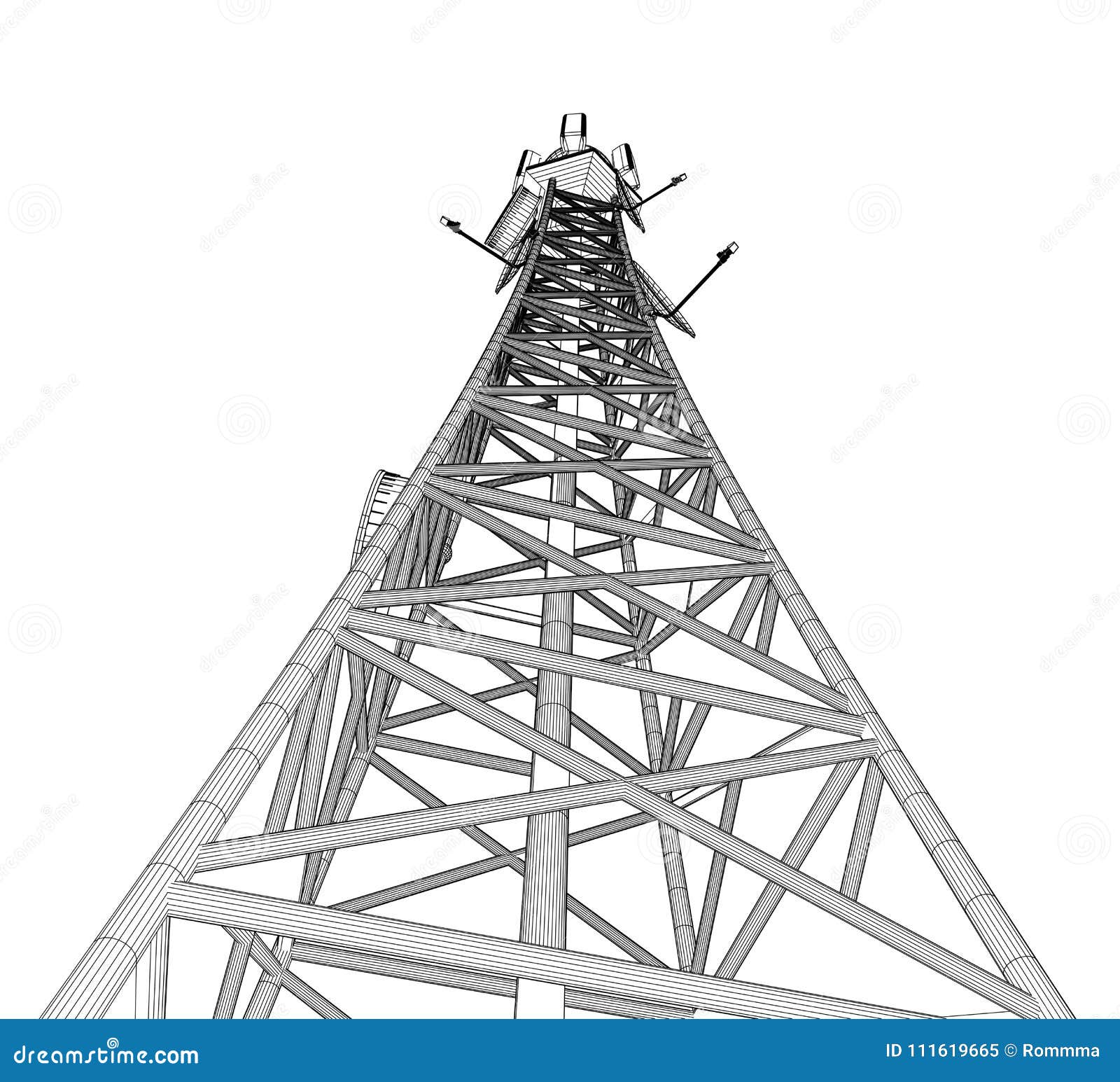 The Telecommunication Tower Stock Illustration - Illustration of people ...
