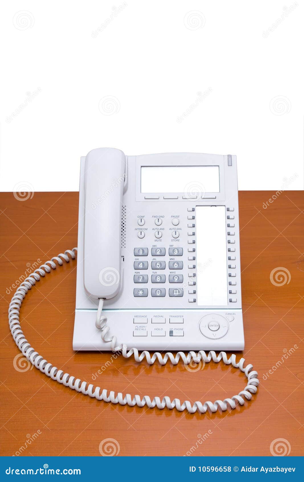 Modern telephone on table stock photo. Image of screen - 10596658