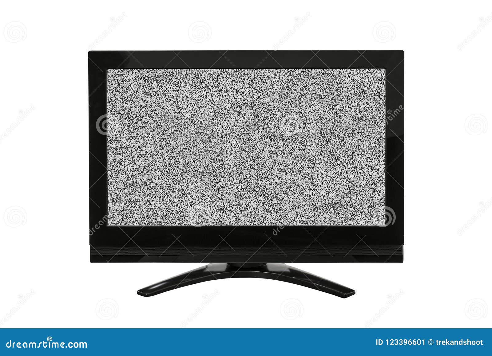 Modern Television Isolated on White with Static Screen Stock Image ...