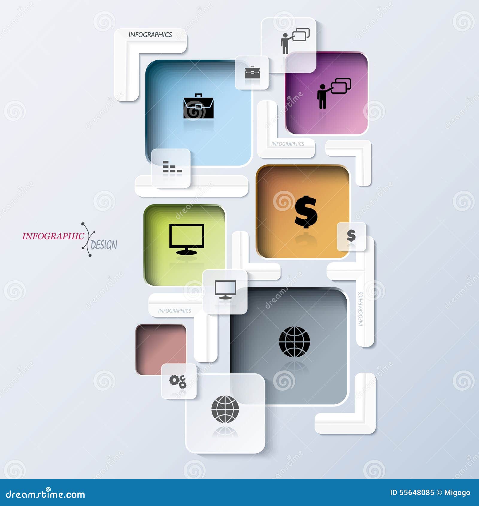Modern Template Infographics Process with Colors Rectangles Stock ...