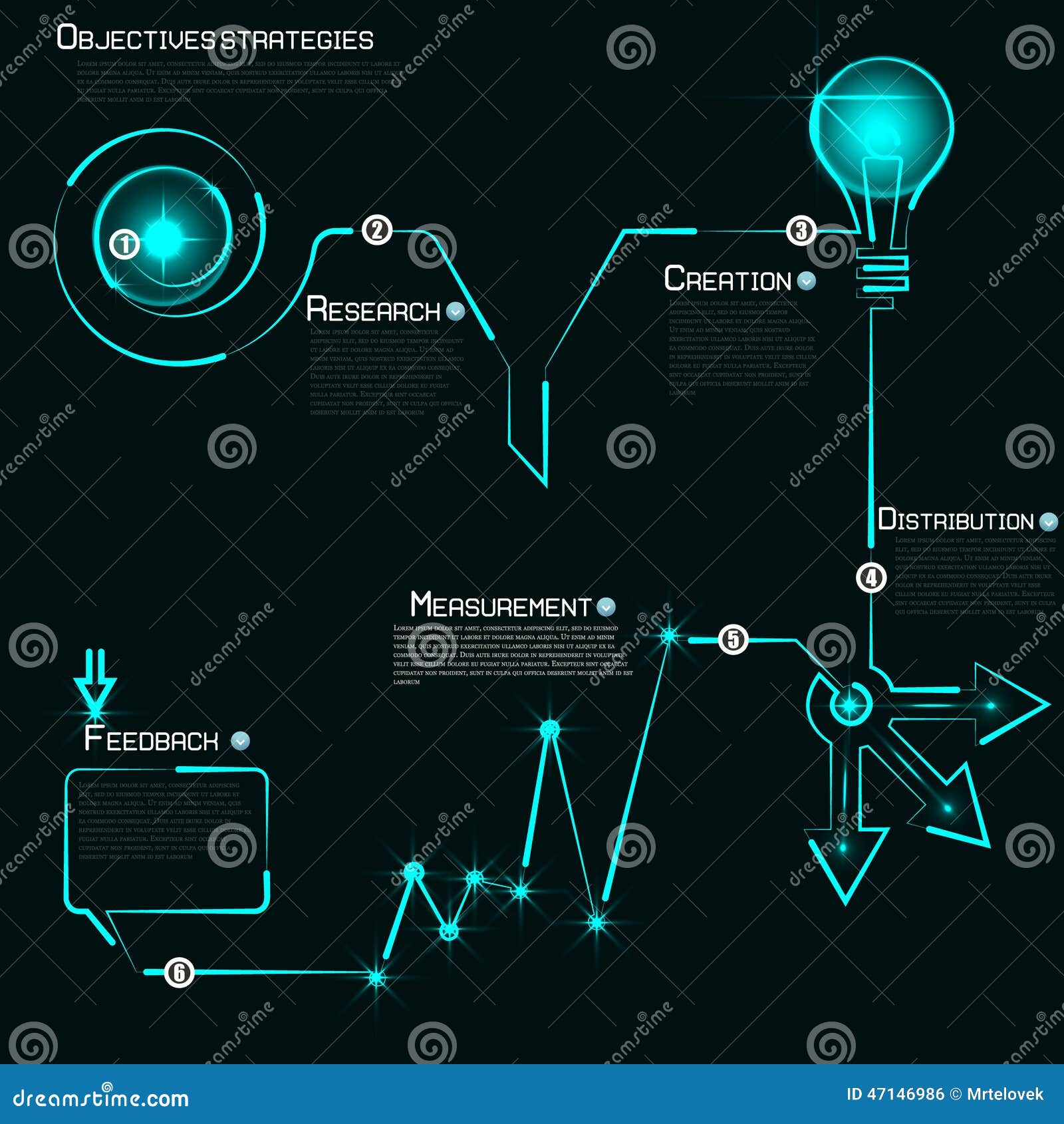 Modern Template Infographics Process Number of the Luminous Line Stock ...