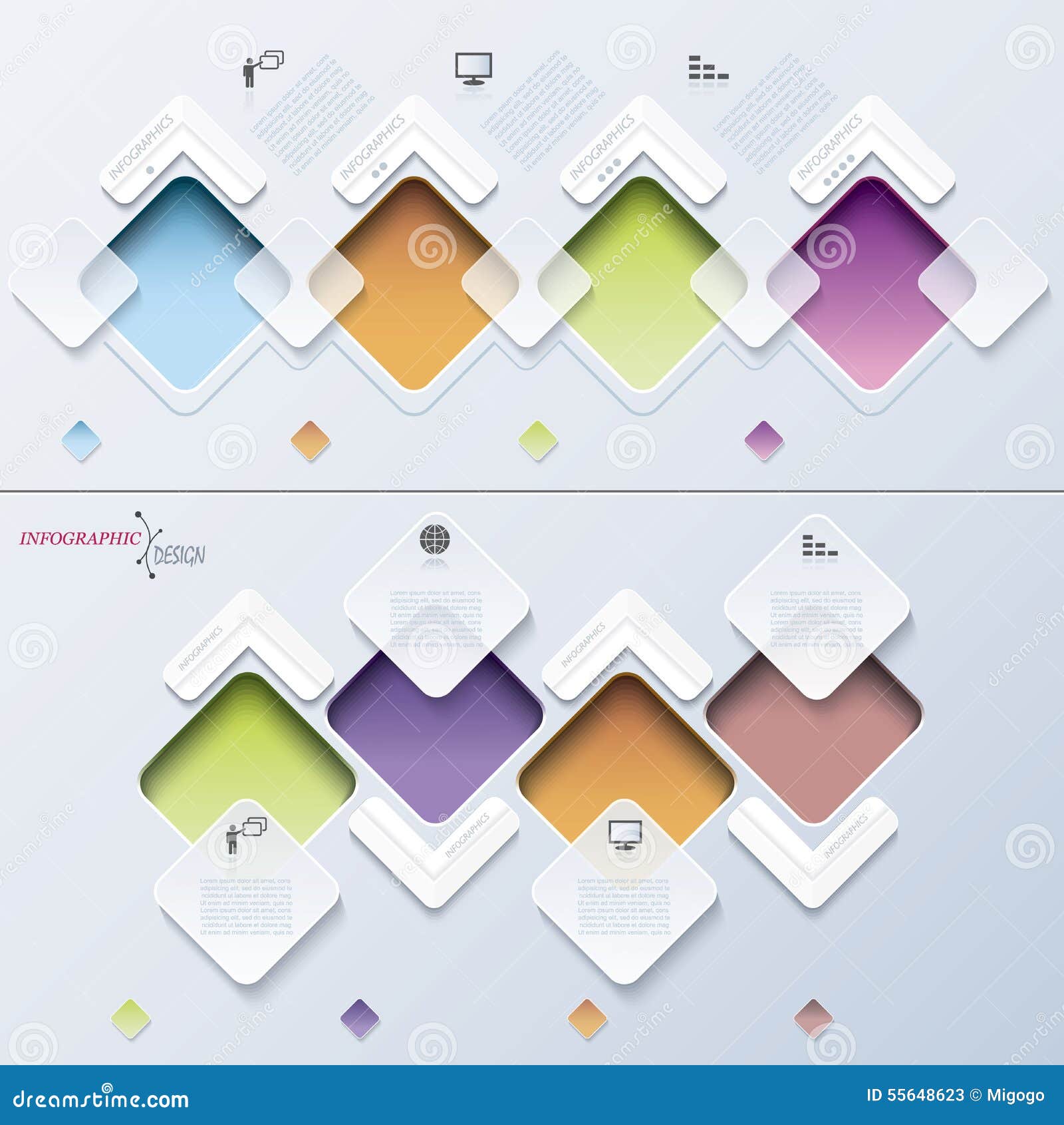 Modern Template Infographics Process With Rectangles Cartoon Vector ...