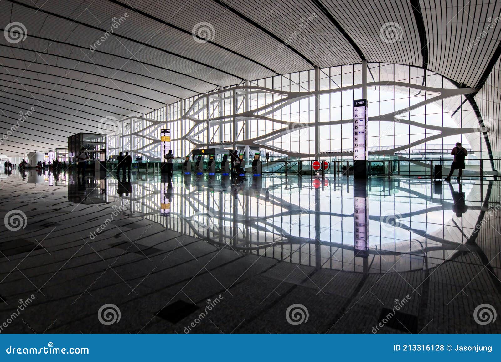 Architecture of Modern Terminal Building with Grid Skylight Stock Photo ...