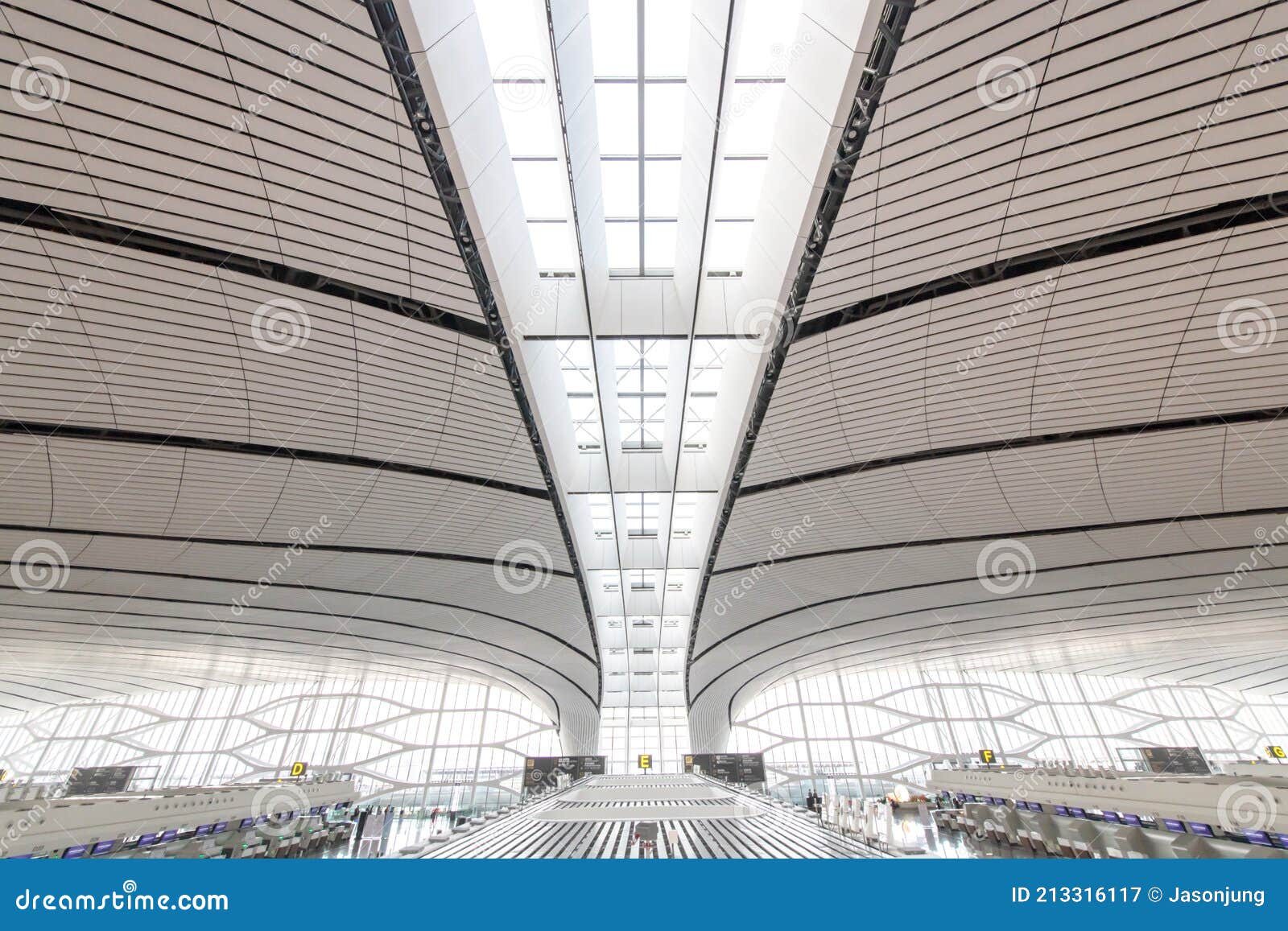 Architecture of Modern Terminal Building with Grid Skylight Stock Image ...