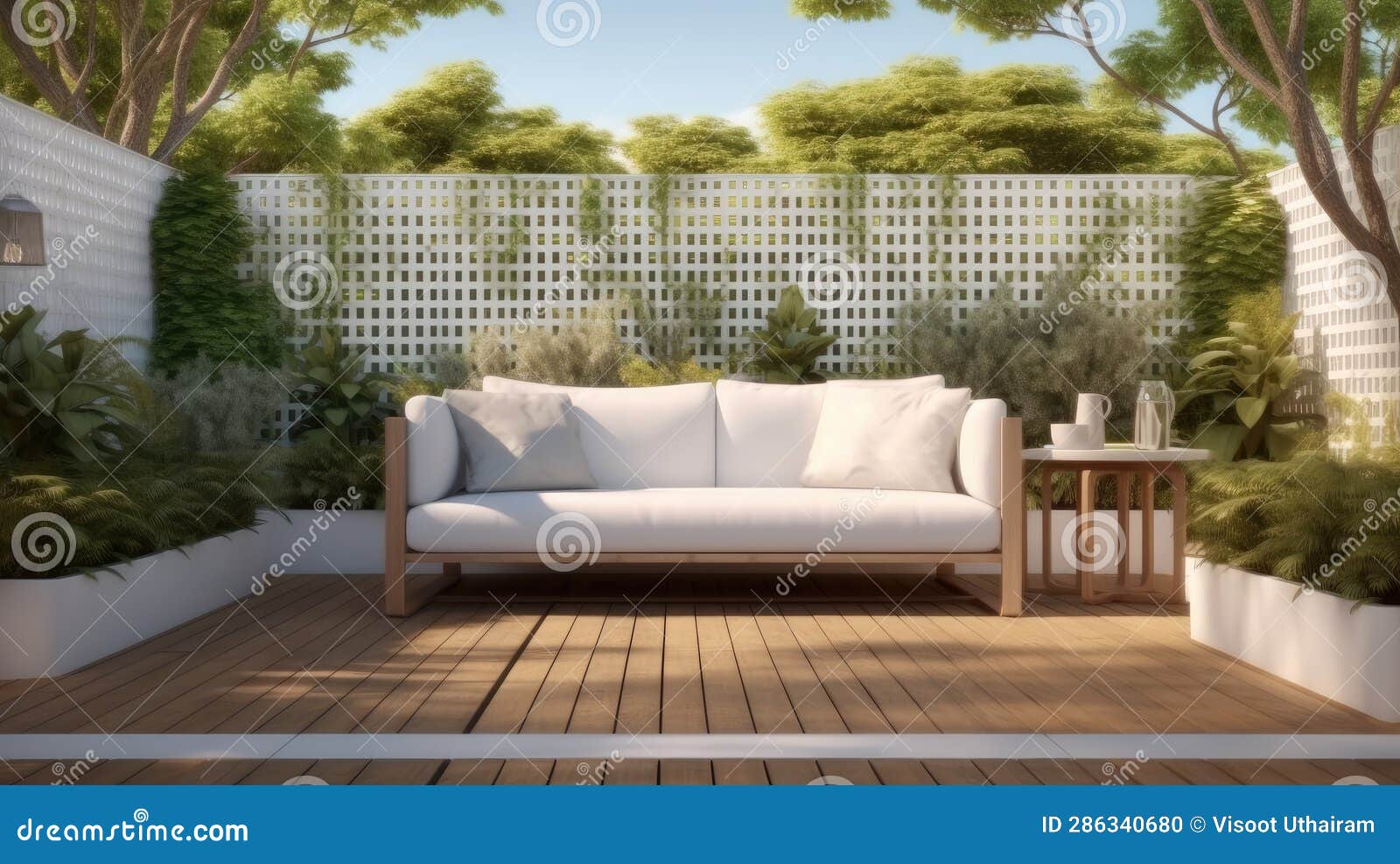 Modern Terrace, Beautiful and Simple Garden Decor, Design Idea Stock ...