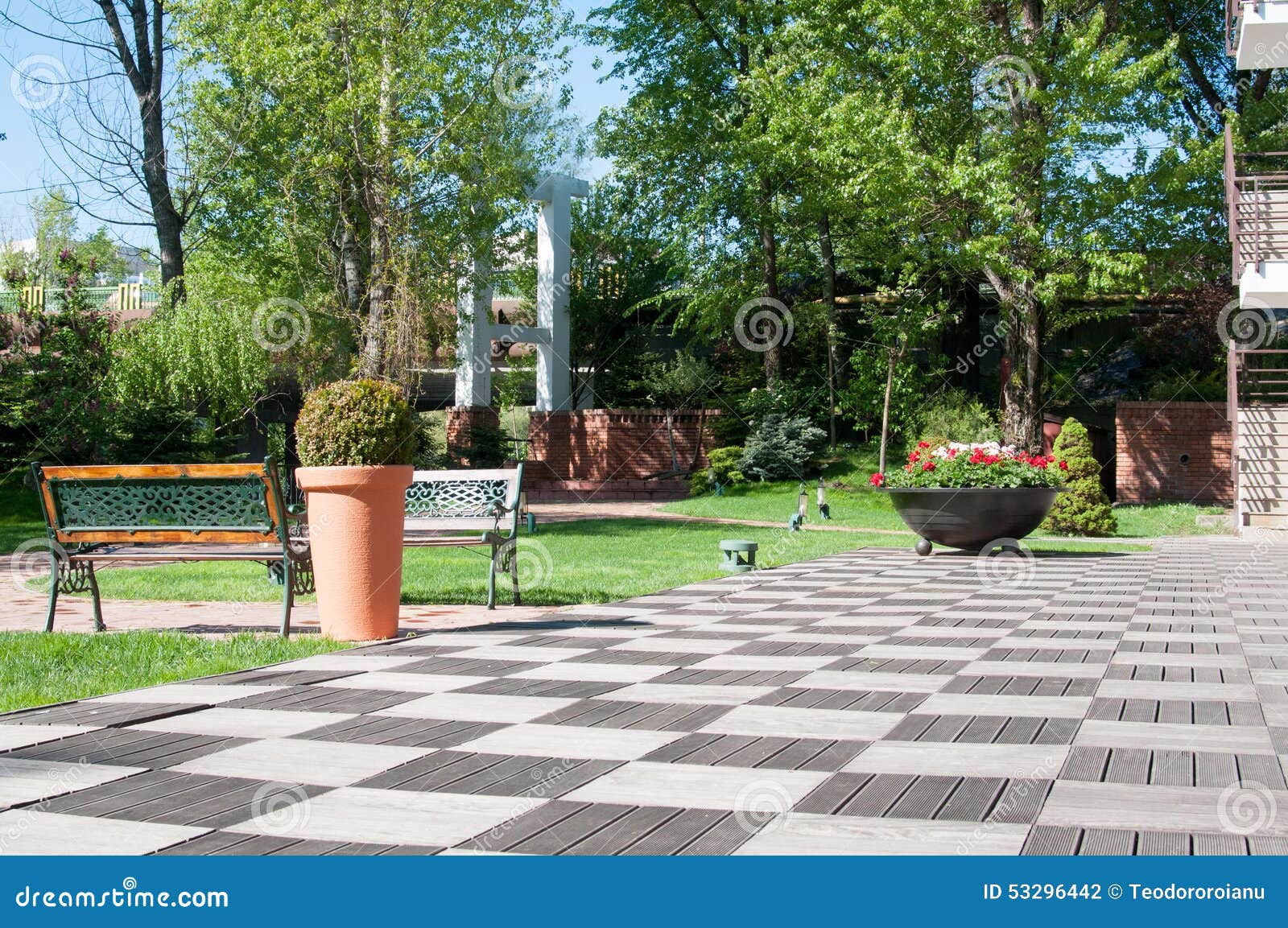 Modern terrace stock photo. Image of pavement, landscape - 53296442