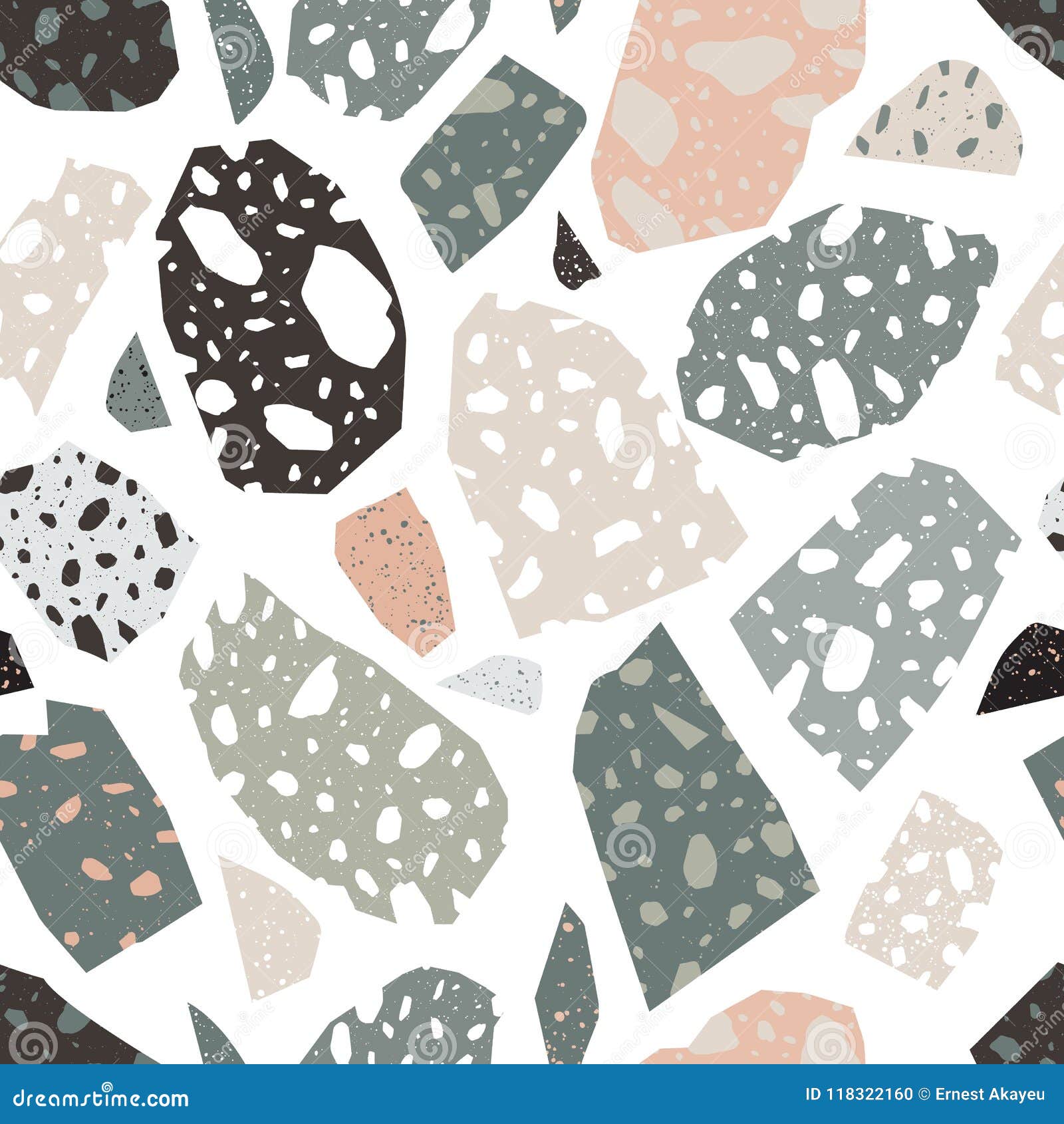 Terrazzo Texture Or Tile. Seamless Pattern With Blue, Yellow And Black ...