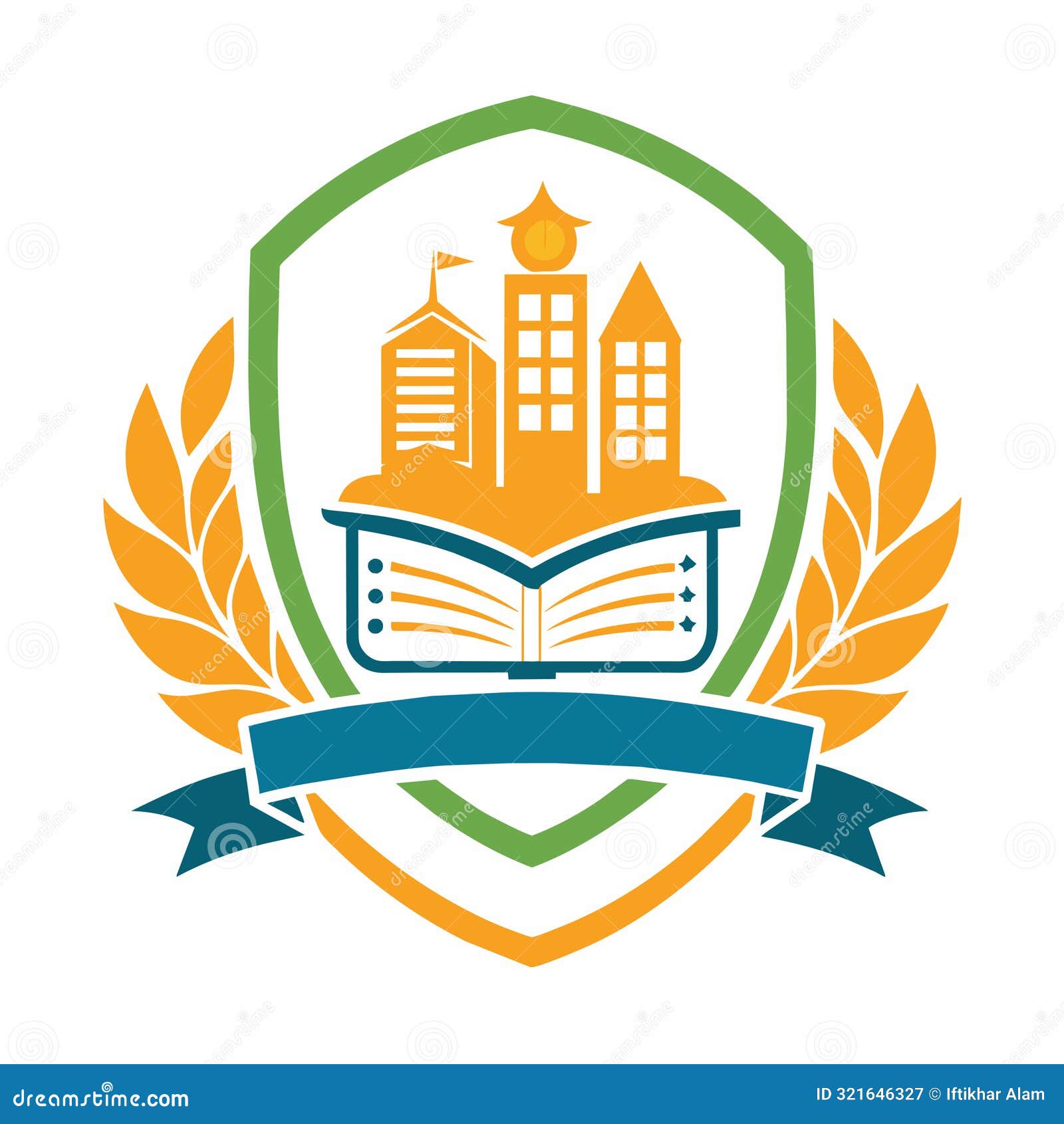 Modern Text-Based Education Logo Design Featuring a Shield, Book, Globe ...