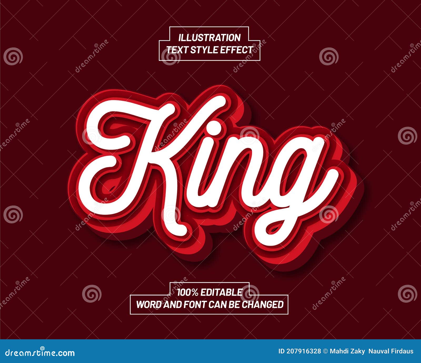 King Red Text Style Effect stock vector. Illustration of cool - 207916328