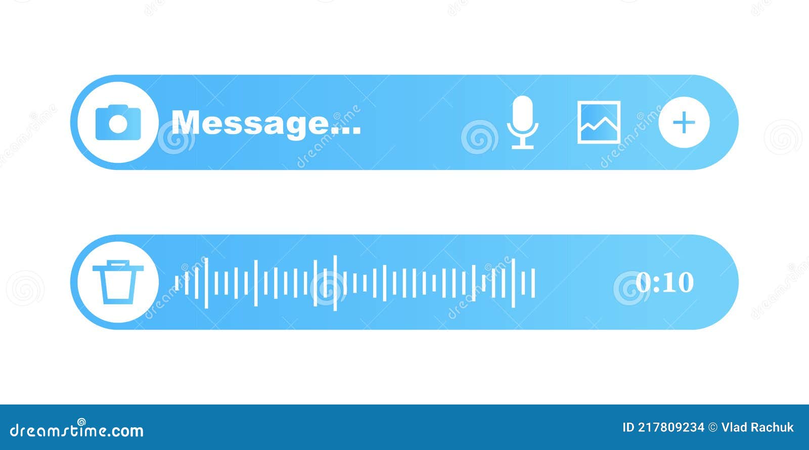 Modern Text and Voice Message Ui. Messenger Textbox and Audio Waveform ...