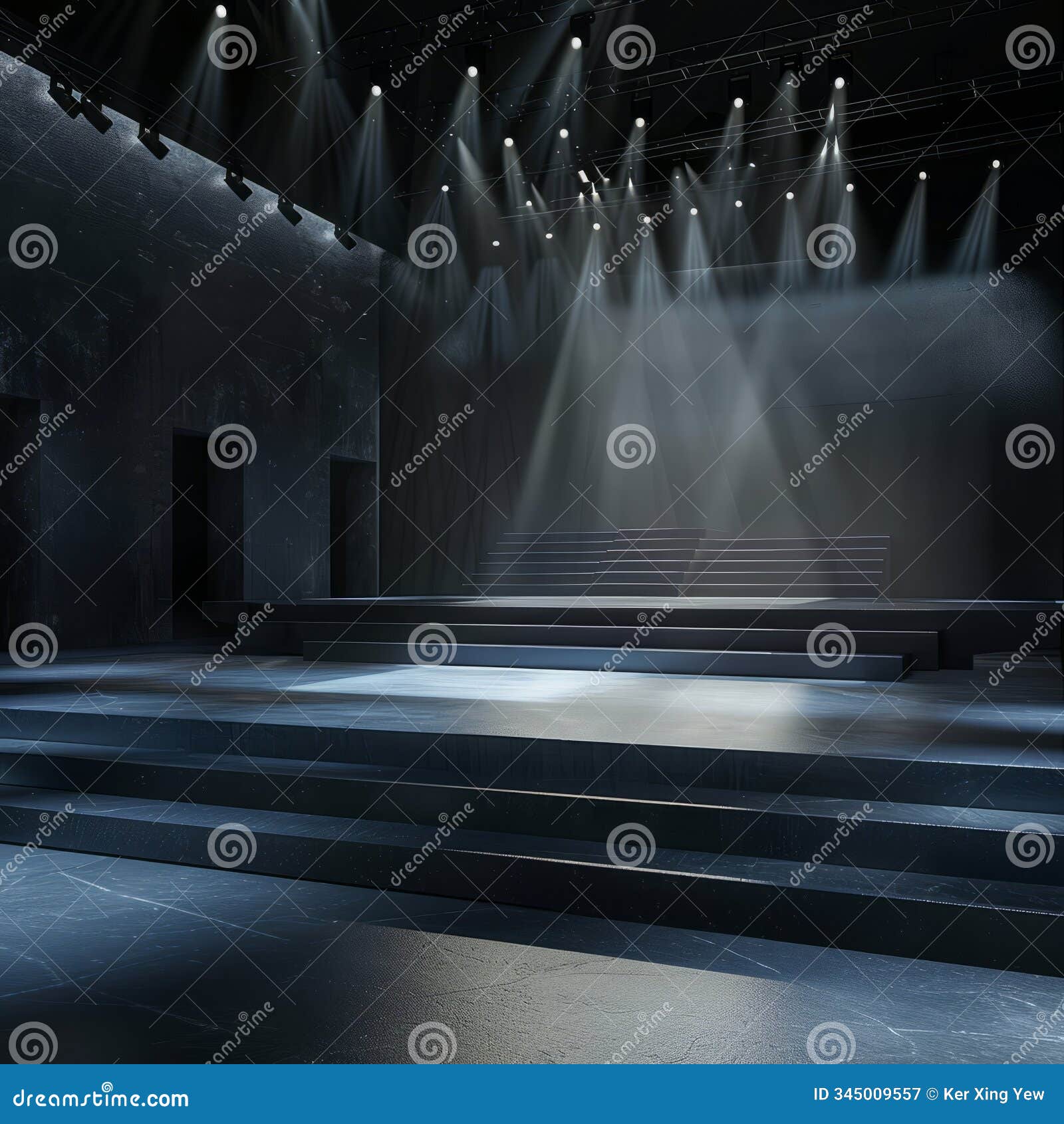 Modern Theater Stage with Dramatic Lighting and Empty Audience Seating ...