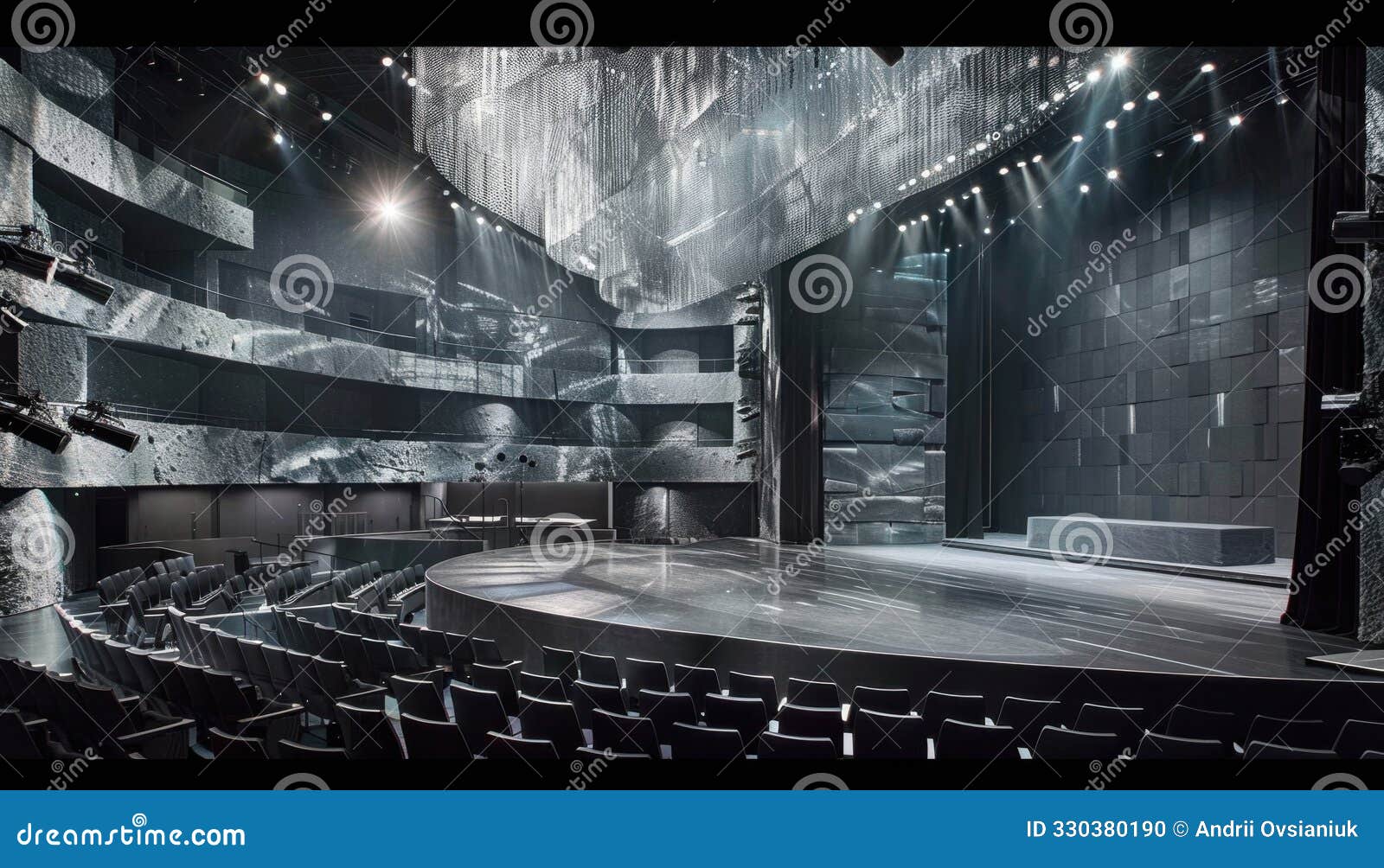 Modern Theater Stage Set for a Dramatic Performance with Minimalist ...