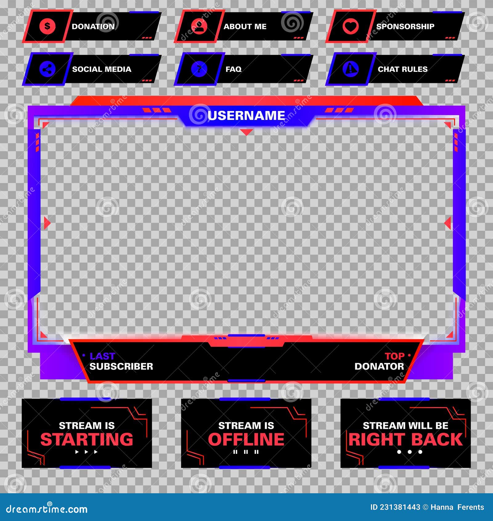 The Modern Theme for Twitch Screen Panel . the Overlay Frame Set Design ...