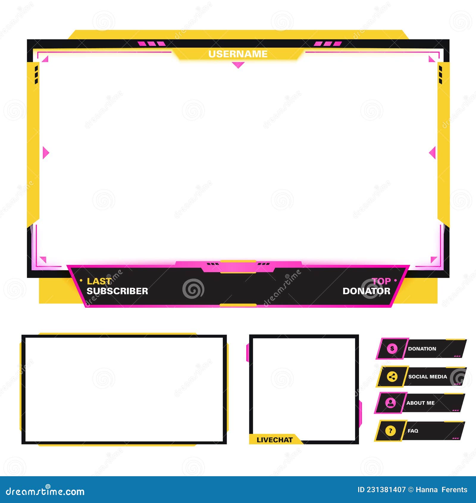 The Modern Theme for Twitch Screen Panel . the Overlay Frame Set Design ...
