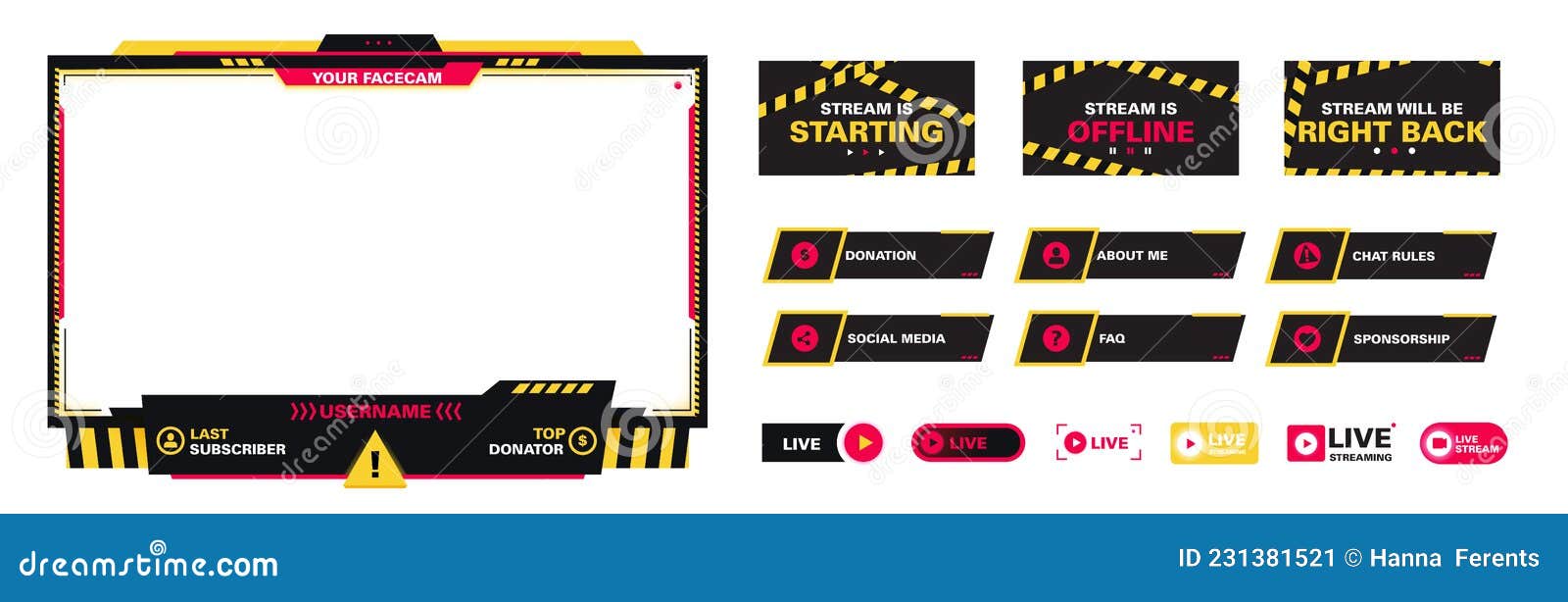 The Modern Theme for Twitch Screen Panel . the Overlay Frame Set Design ...