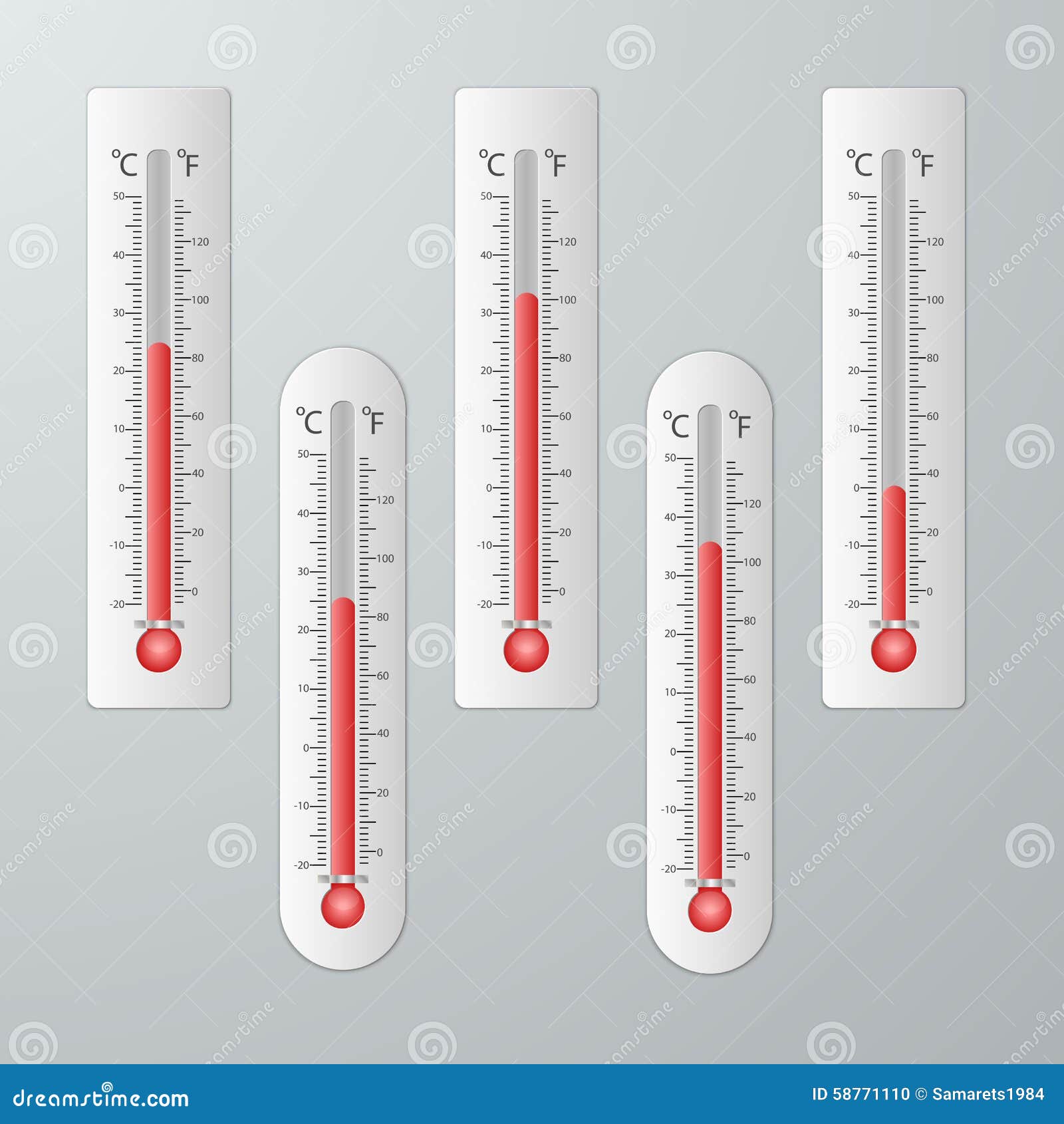 Modern Thermometers for Design Set. Stock Vector - Illustration of snow ...
