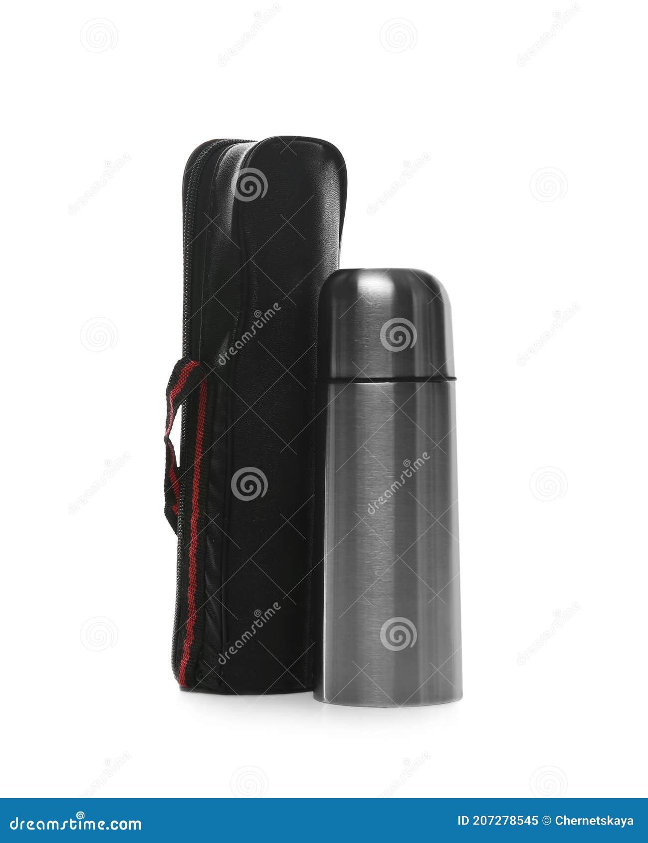 Modern Thermos and Case Isolated on White Stock Image - Image of design ...