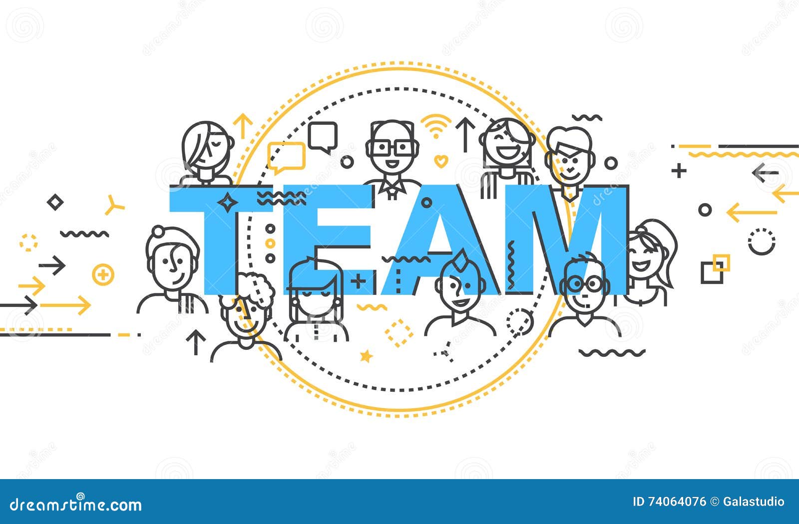 Modern Thin Contour Line Design Concept Banner of Word Team. Set Stock ...